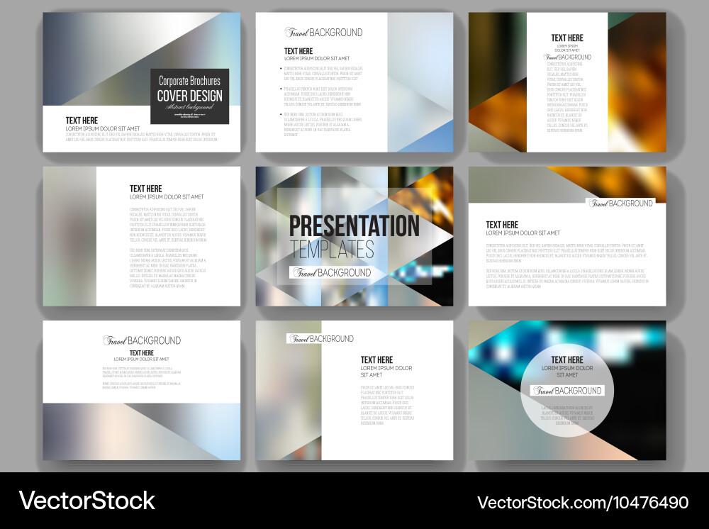 Set of 9 templates for presentation slides Vector Image