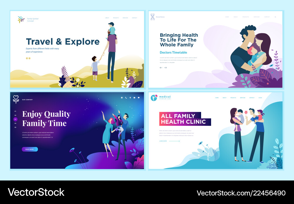 Set web page design templates for health care Vector Image