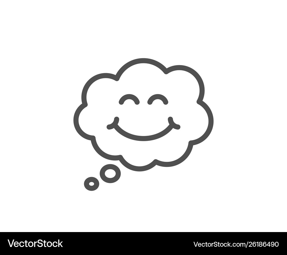 Smile line icon happy emoticon sign comic speech Vector Image