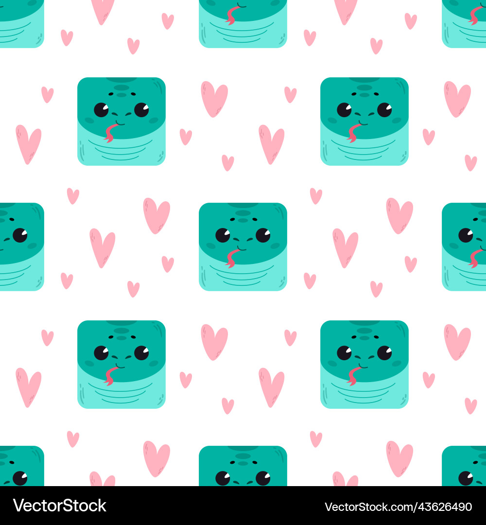 Snake pattern with cute cartoon animals kawaii Vector Image