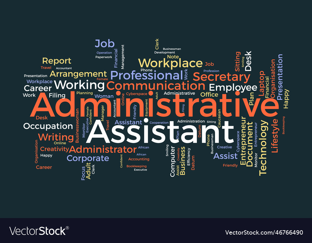 Word cloud background concept for administrative Vector Image