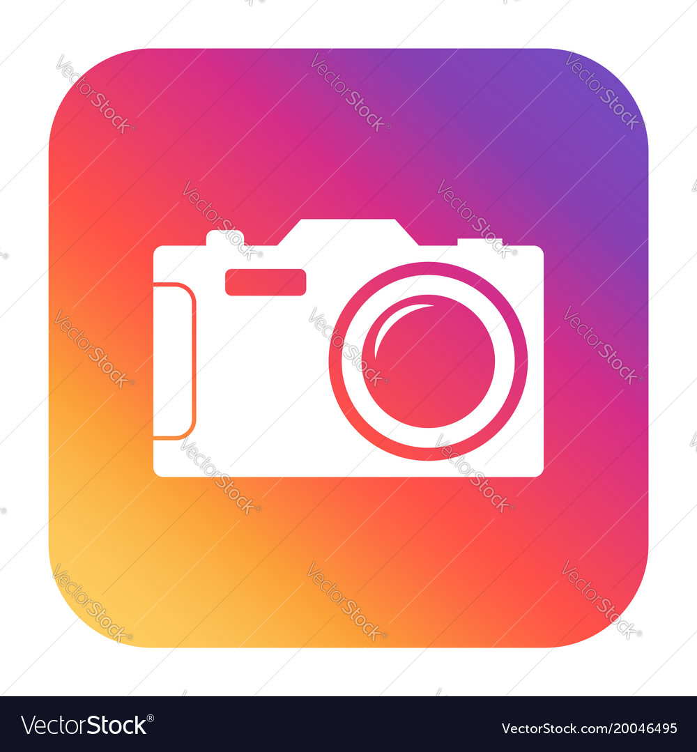 Camera icon on gradient background flat Royalty Free Vector