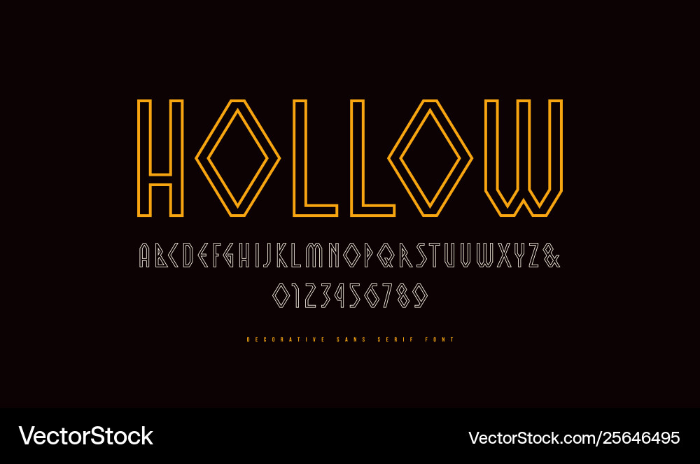 Hollow geometric sans serif font Royalty Free Vector Image