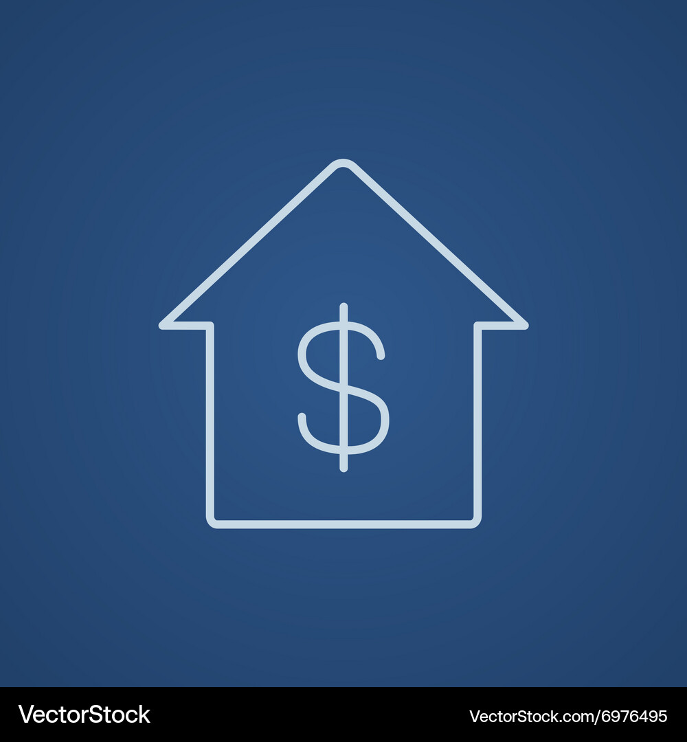 House with dollar symbol line icon Royalty Free Vector Image