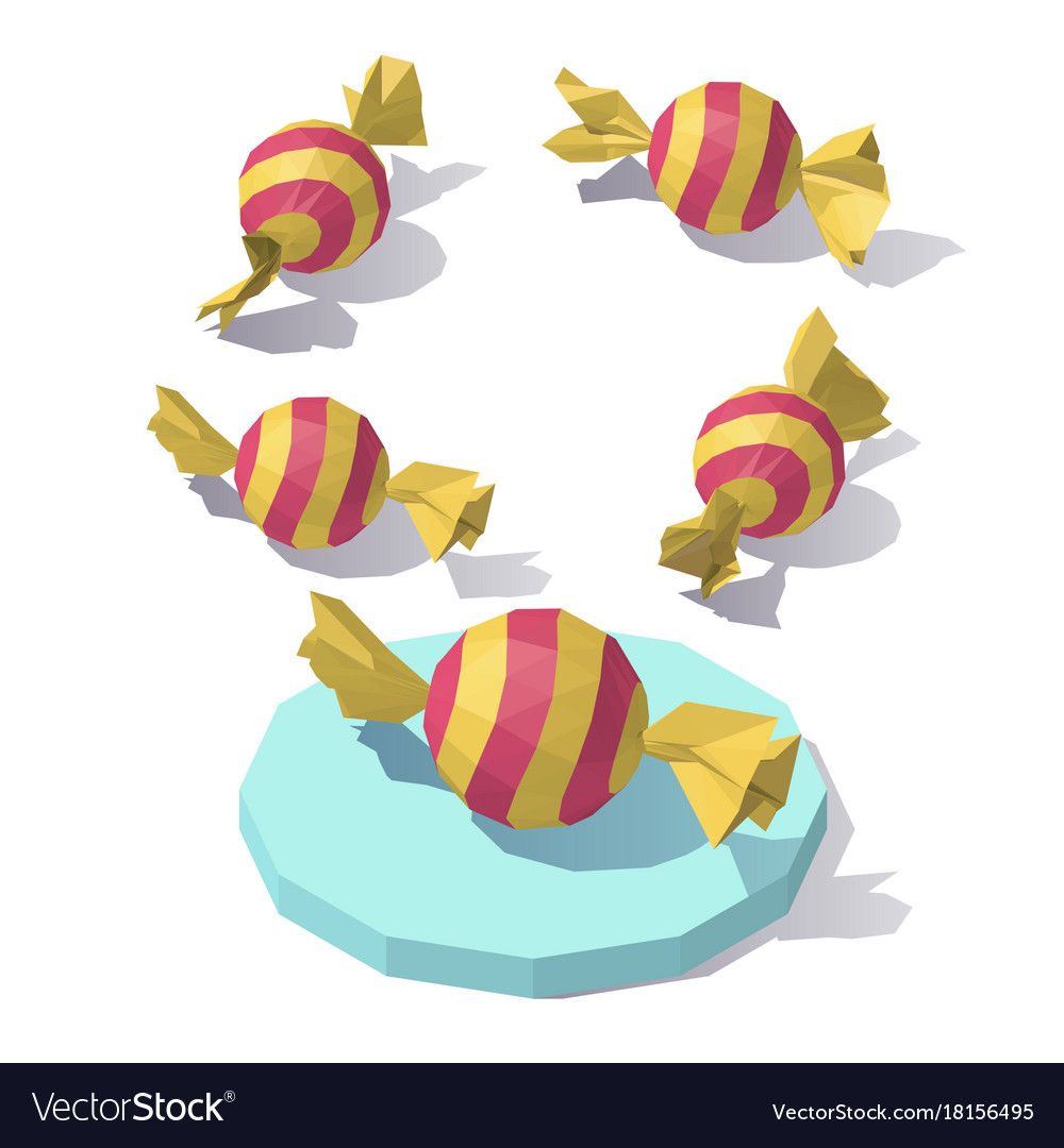 Low poly candy in wrapper Royalty Free Vector Image