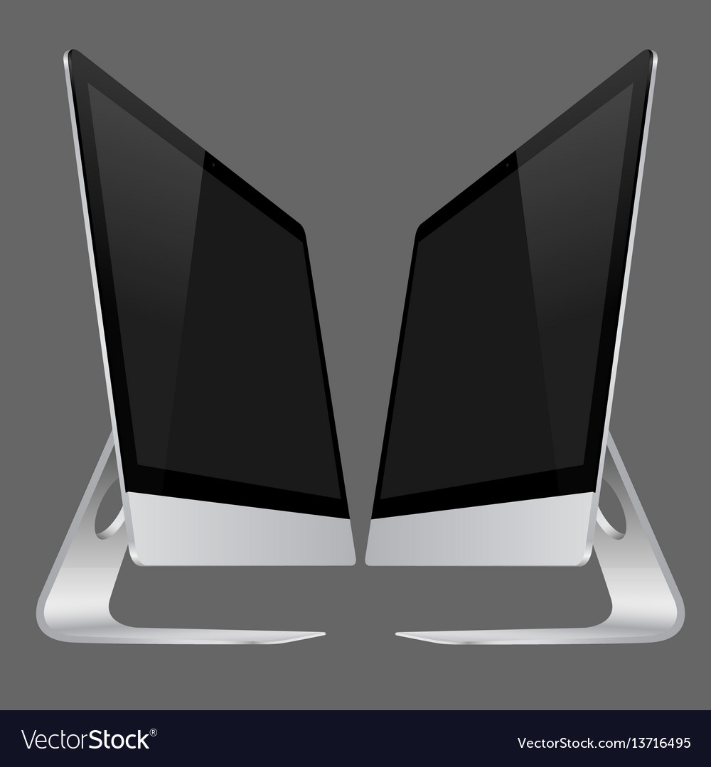 Modern computer on a gray background Royalty Free Vector