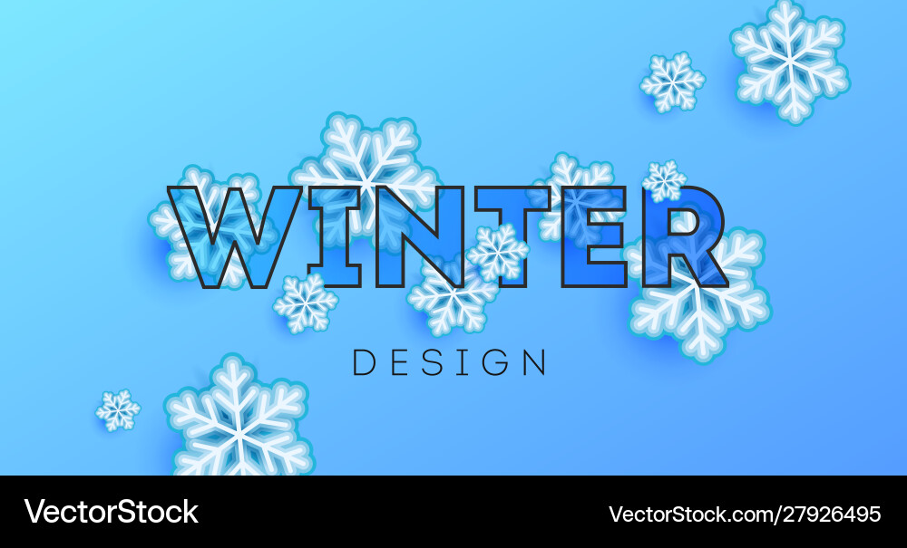 Modern winter poster design with big typography Vector Image