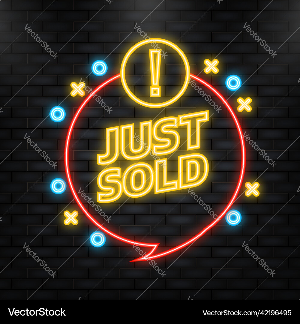 Neon icon just sold red label on white background Vector Image