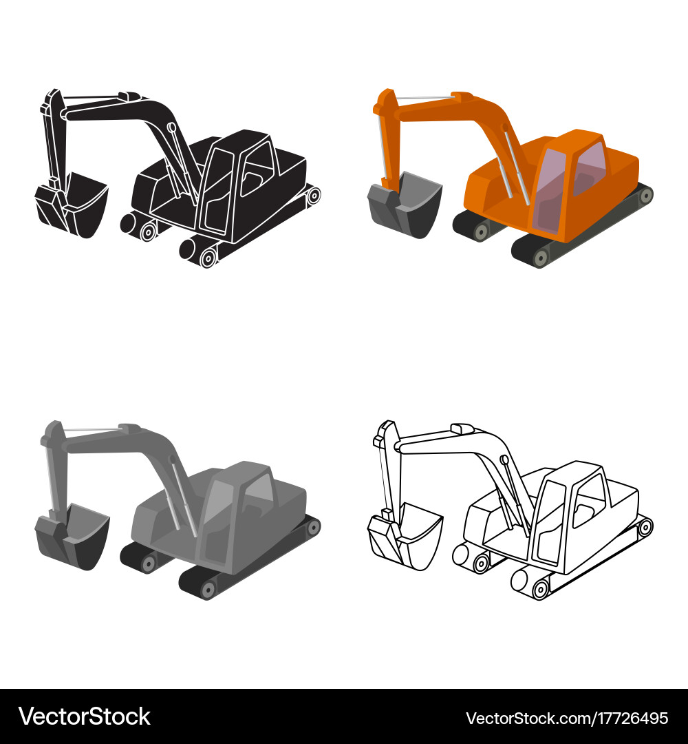 Orange excavator with a bucket machine for mine Vector Image