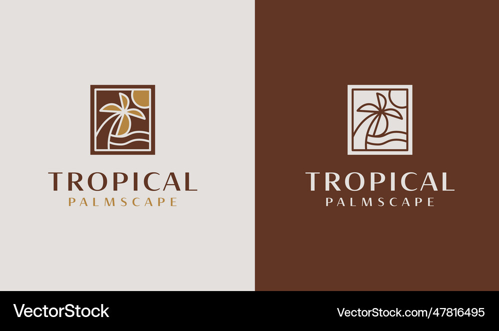 Palm tree summer tropical logo universal creative Vector Image