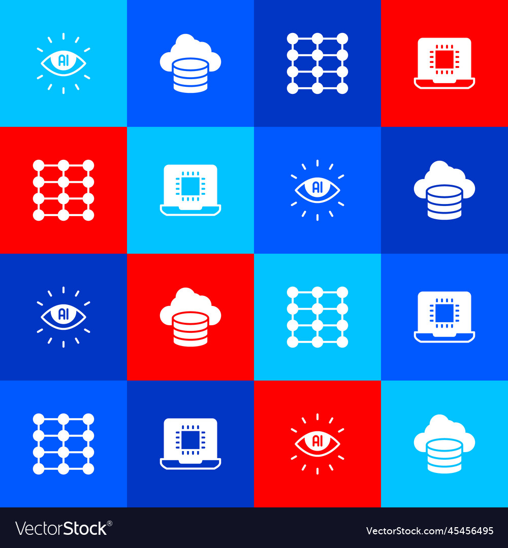 Set artificial intelligence ai cloud database Vector Image Set artificial intelligence ai cloud database Vector Image