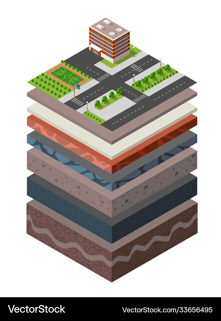 Soil layers cross section geological urban Vector Image