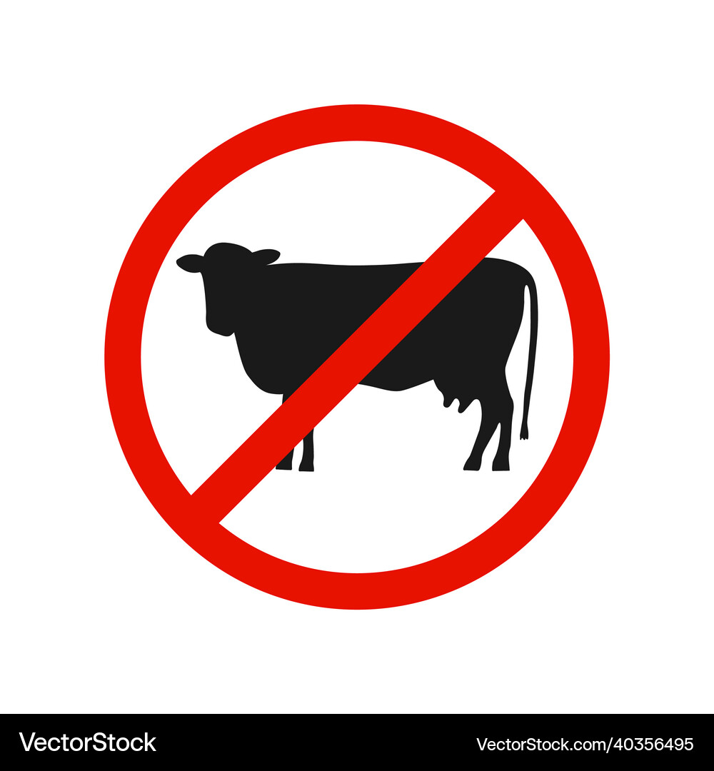 Stop cow red forbidden sign isolated Royalty Free Vector