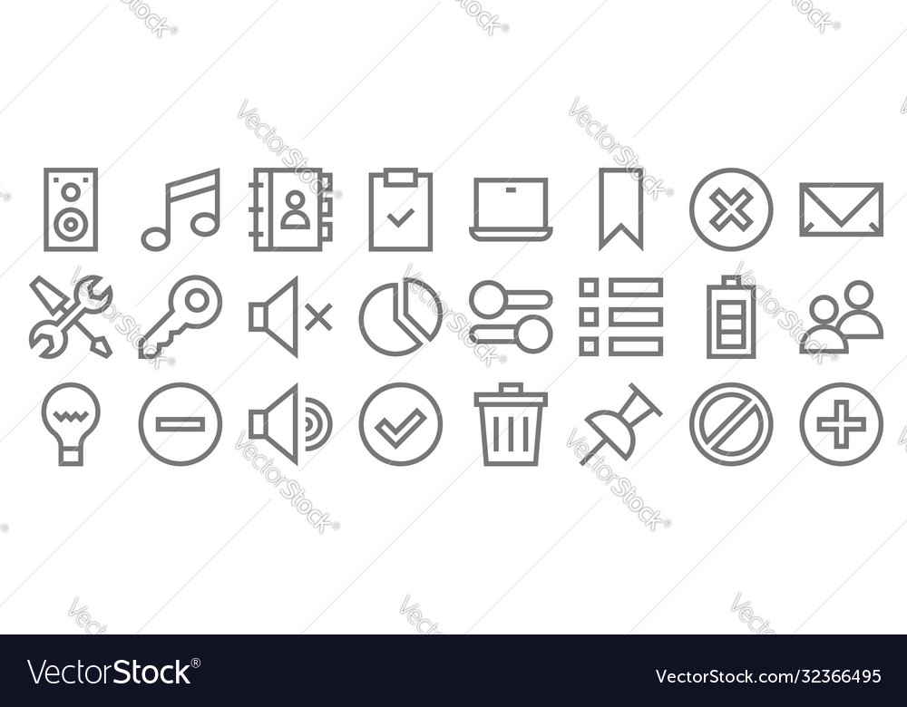 Web essentials line icons linear set quality line Vector Image