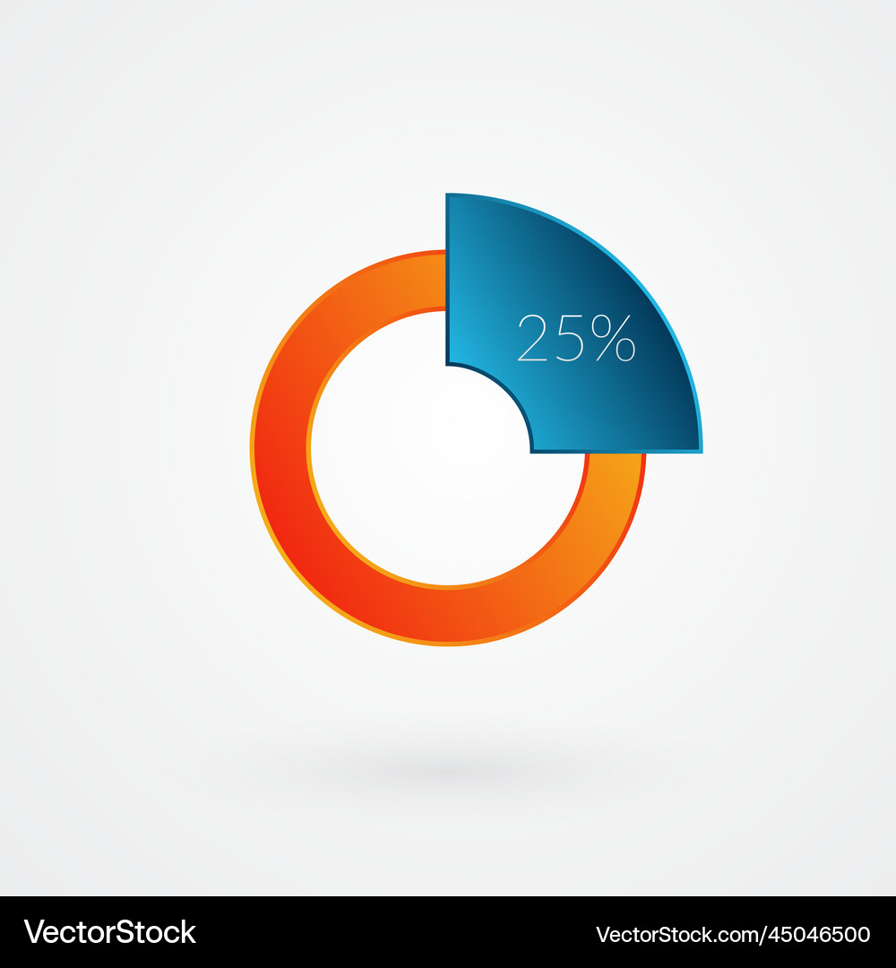 25 percent isolated pie chart percentage Vector Image