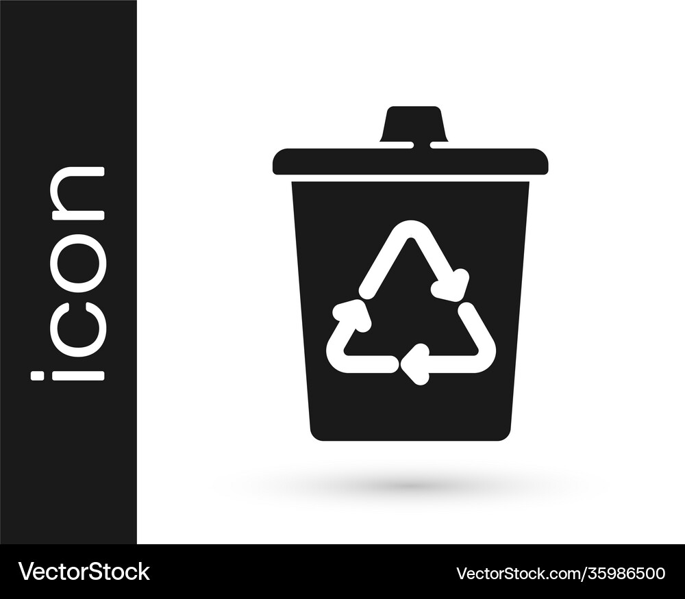 Black recycle bin with recycle symbol icon Vector Image