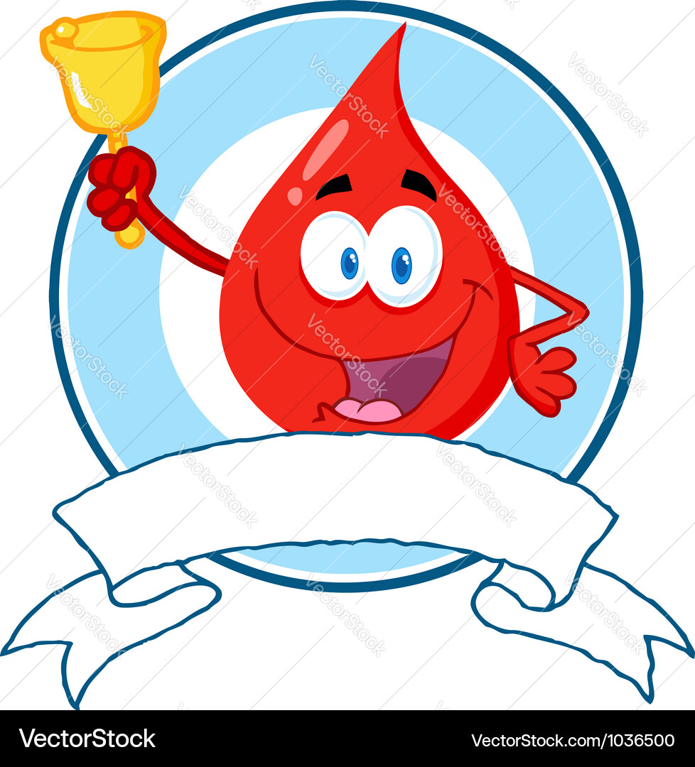 Blood guy ringing a bell over blank banner Vector Image
