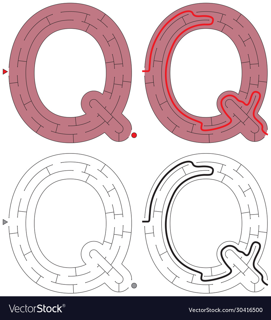 Easy alphabet maze - letter q Royalty Free Vector Image