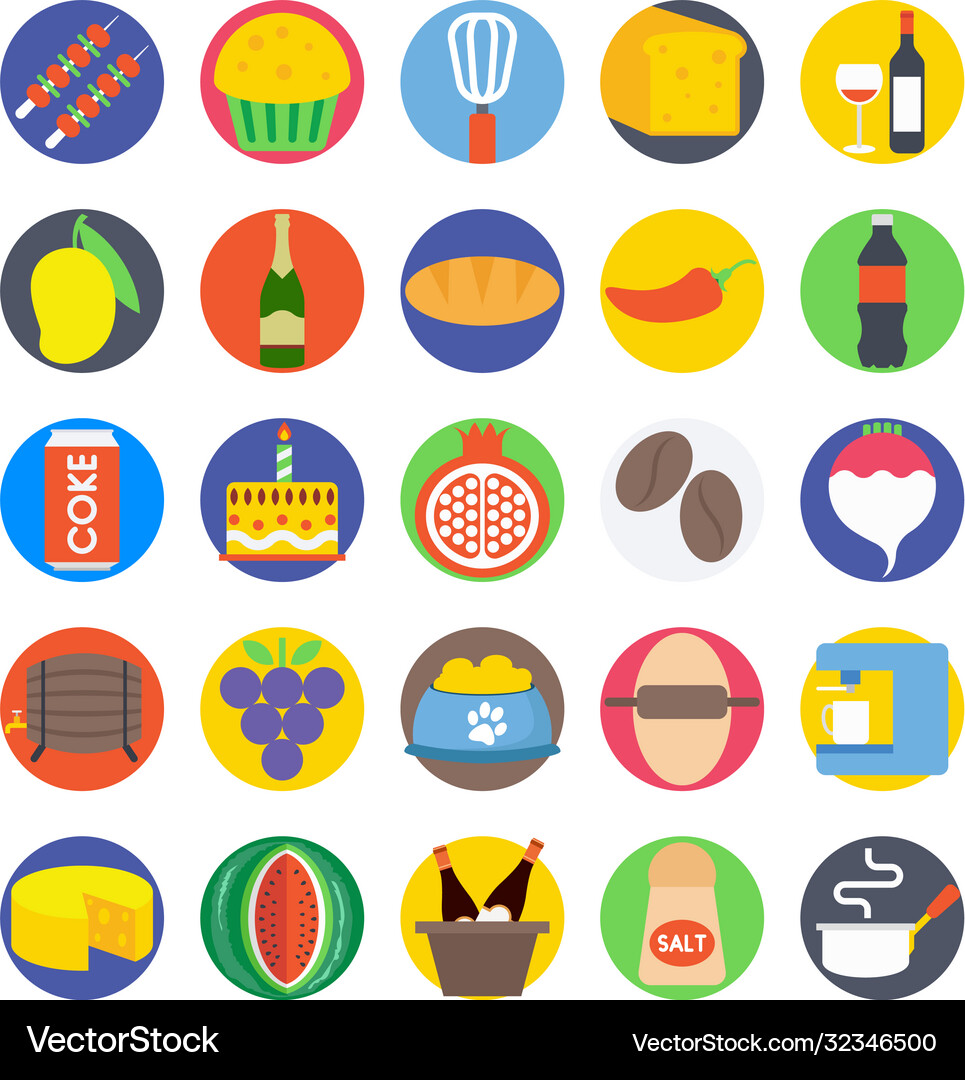 Food colored icons 4 Royalty Free Vector Image