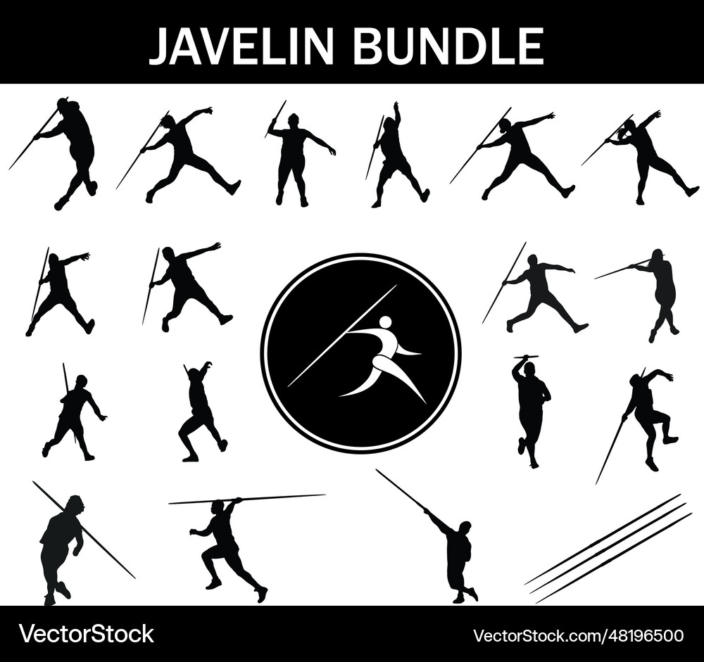 Javelin silhouette bundle collection of Royalty Free Vector