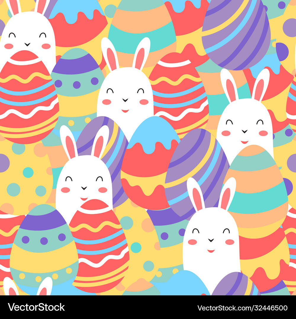 Seamless pattern happy egg with bunny Royalty Free Vector