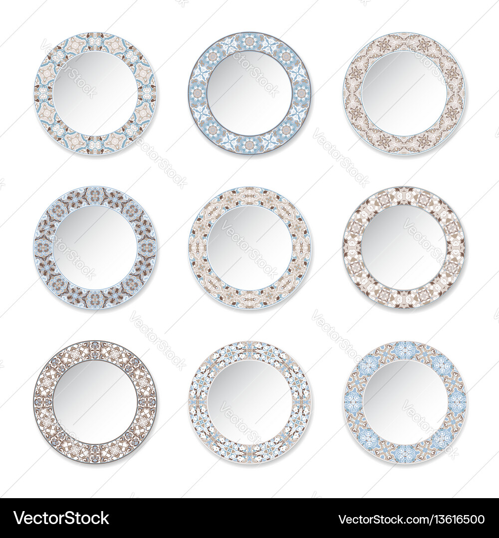 Set of decorative plates Royalty Free Vector Image