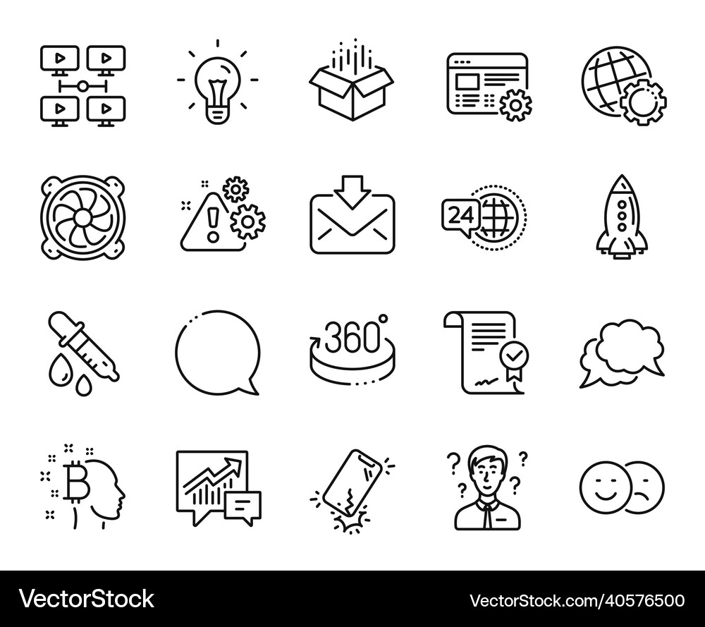 Set of rocket like and speech bubble line Vector Image