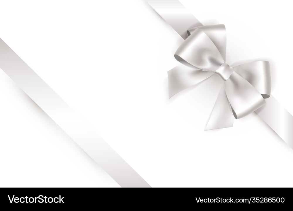 Shiny white satin ribbon on background Royalty Free Vector