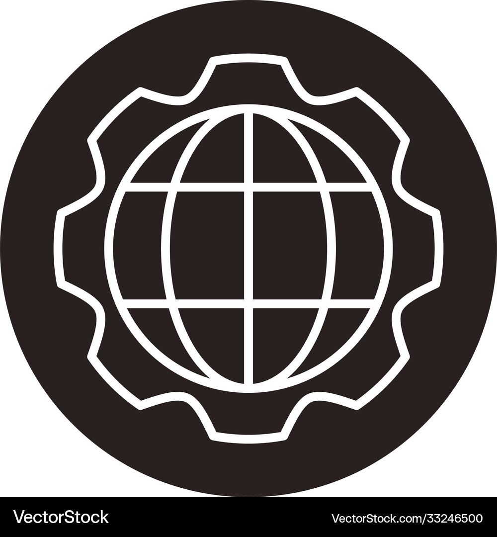Sphere world planet with gear block style icon Vector Image