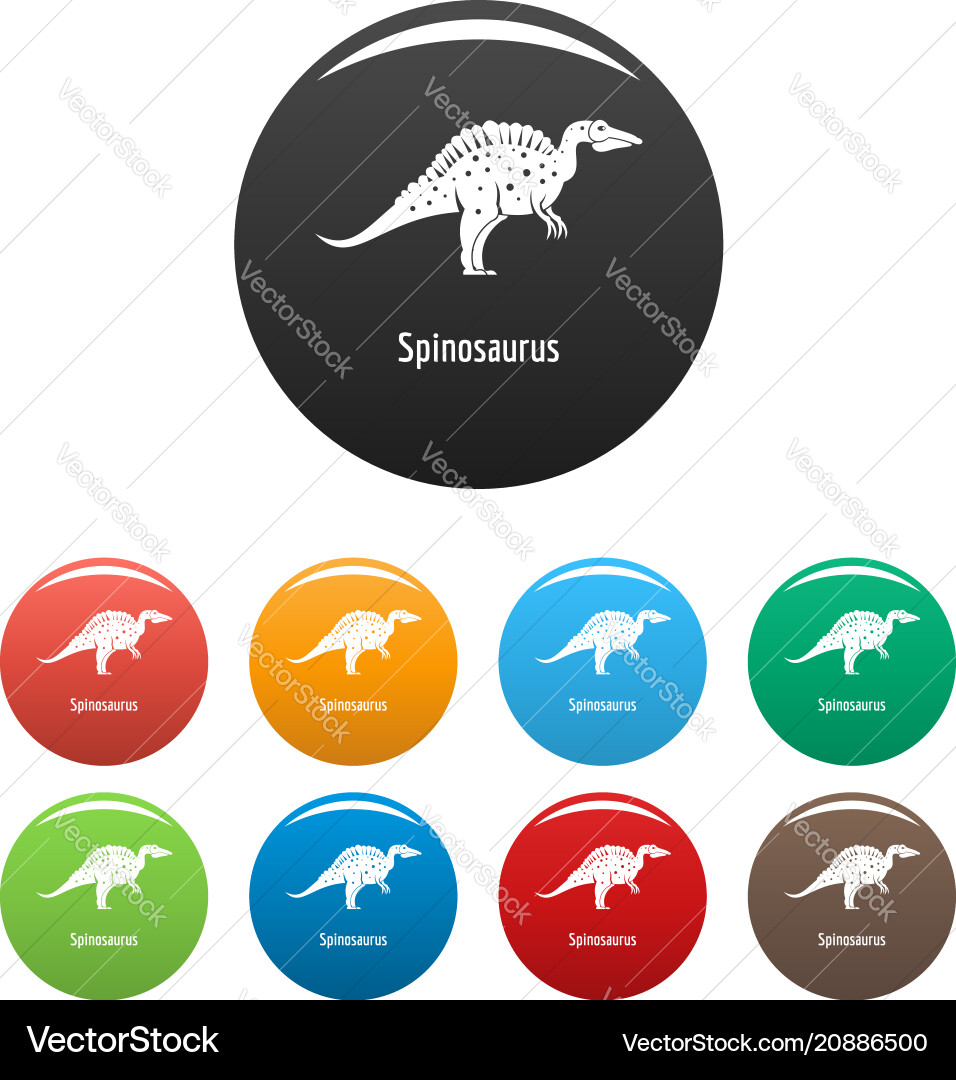 Spinosaurus icons set color Royalty Free Vector Image