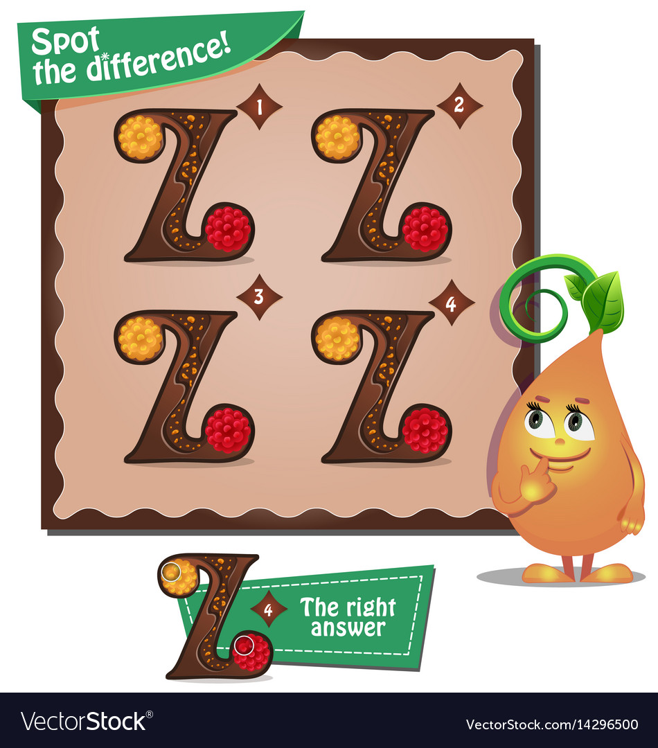 Spot the difference letters z Royalty Free Vector Image