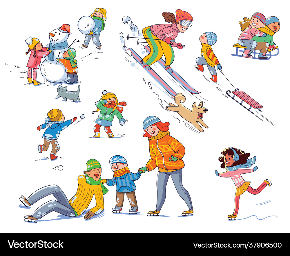 Winter fun funny cartoon character Royalty Free Vector Image