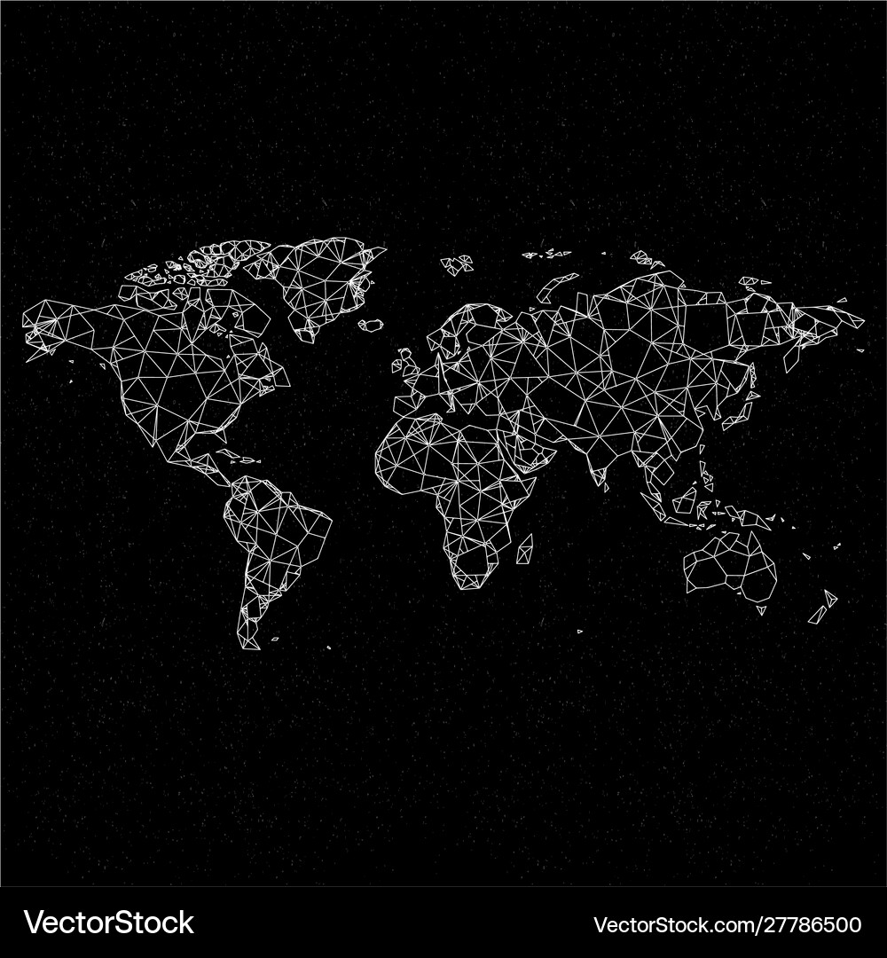World map in polygonal style white map stock Vector Image