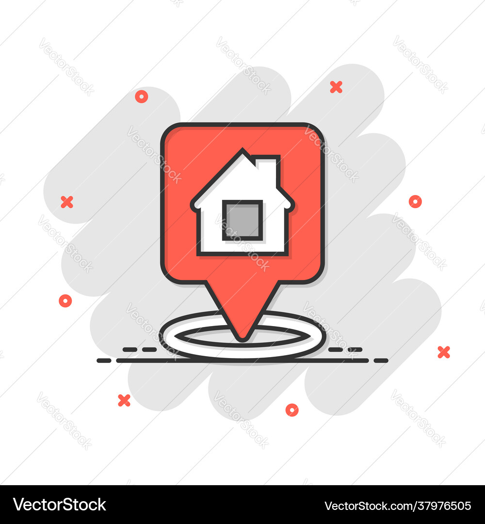 Home pin icon in comic style house navigation Vector Image
