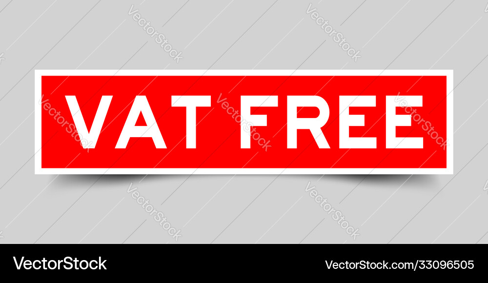 Label square red sticker in word vat value added Vector Image
