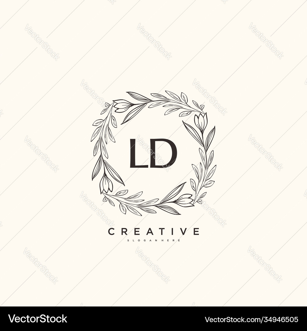 Ld beauty initial logo art handwriting logo Vector Image
