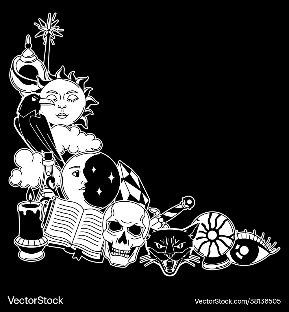 Magic background with mystery items mystic Vector Image