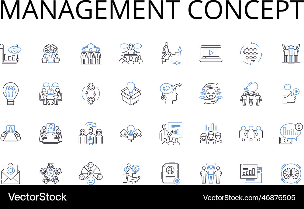 Management concept line icons collection Vector Image