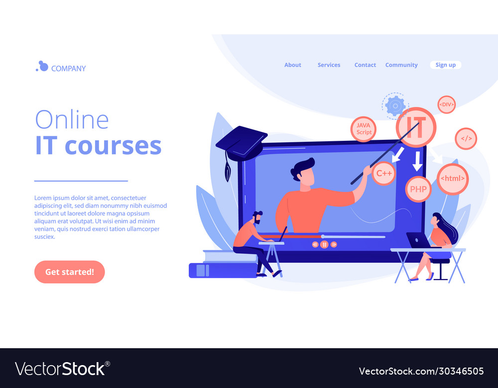 Online it courses concept landing page Royalty Free Vector Online it courses concept landing page Royalty Free Vector