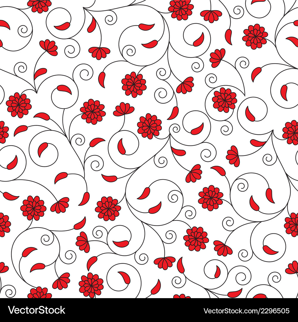 Red Floral Seamless Pattern Royalty Free Vector Image