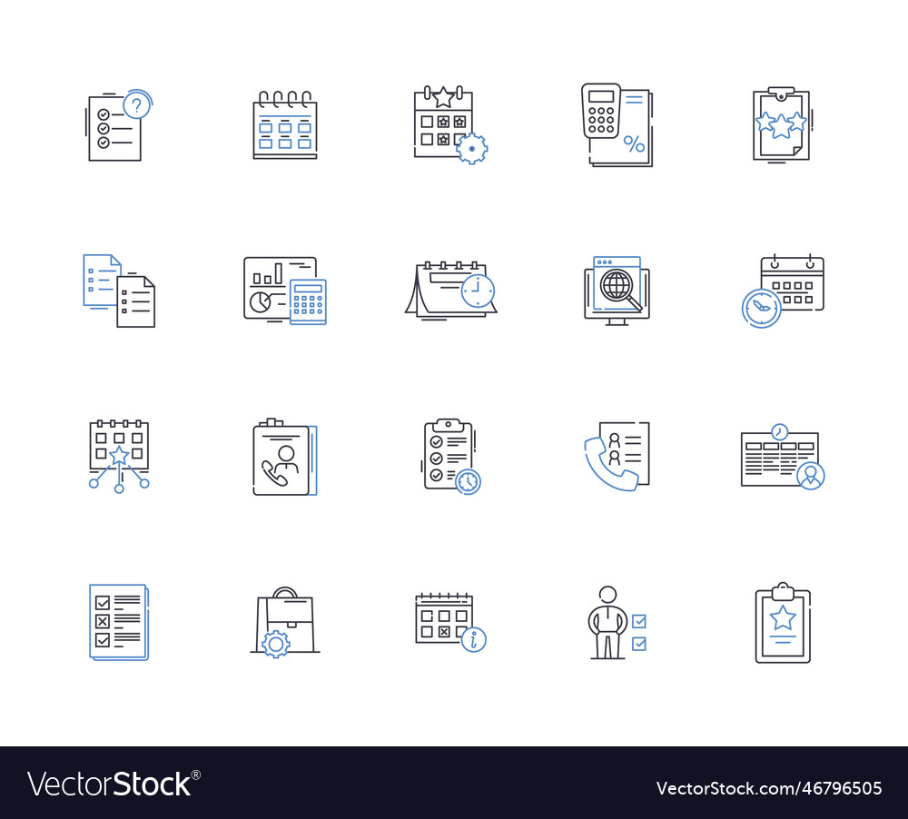 Schedule line icons collection timetable agenda Vector Image Schedule line icons collection timetable agenda Vector Image