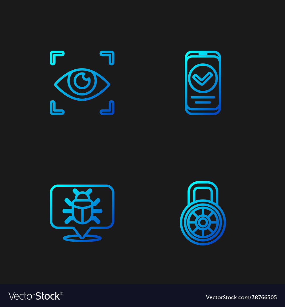 Set line safe combination lock system bug eye Vector Image