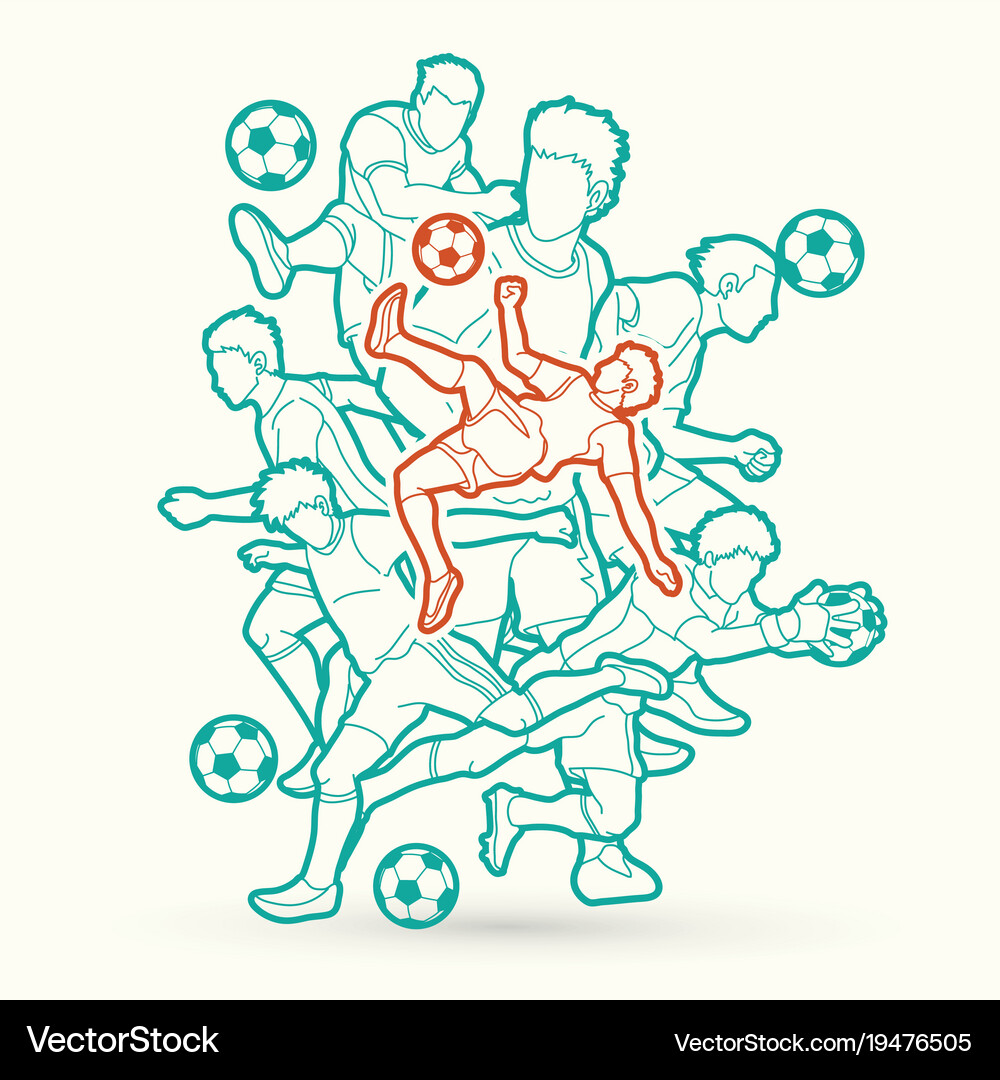 Soccer player team composition outline Royalty Free Vector