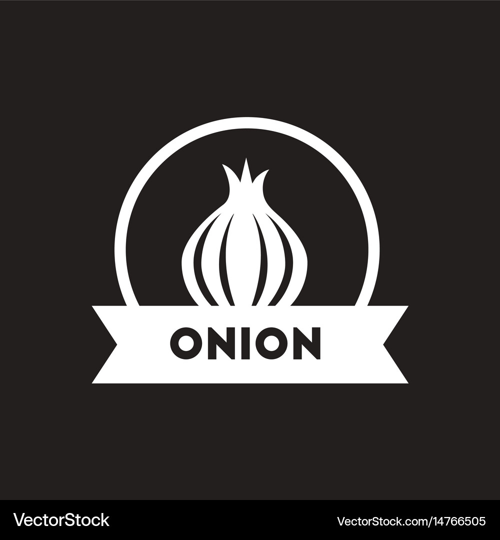 White icon on black background onion emblem Vector Image