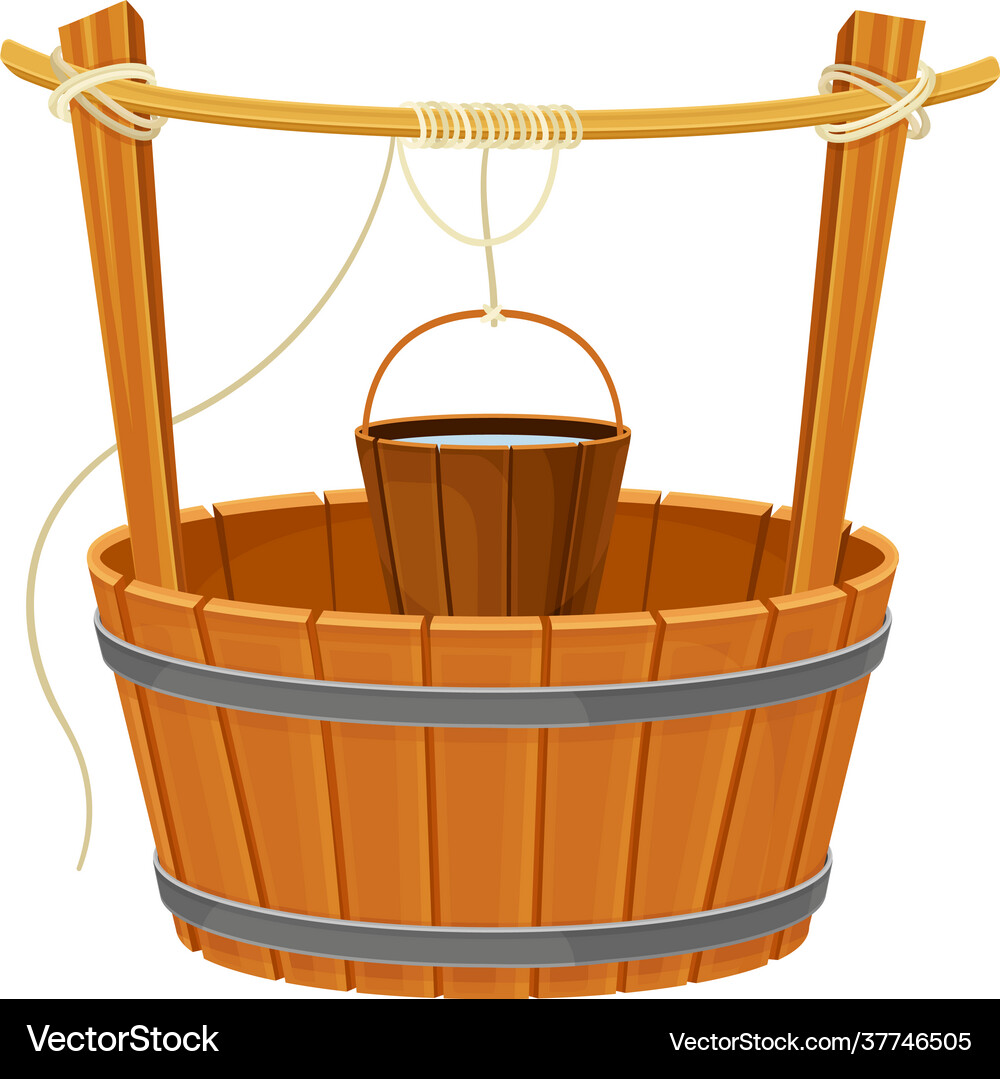 Wooden well as structure in ground Royalty Free Vector Image