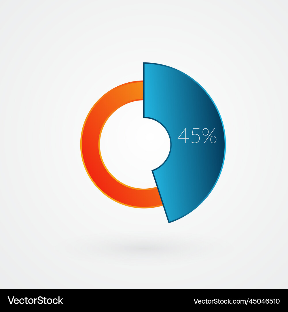 45 percent isolated pie chart percentage Vector Image