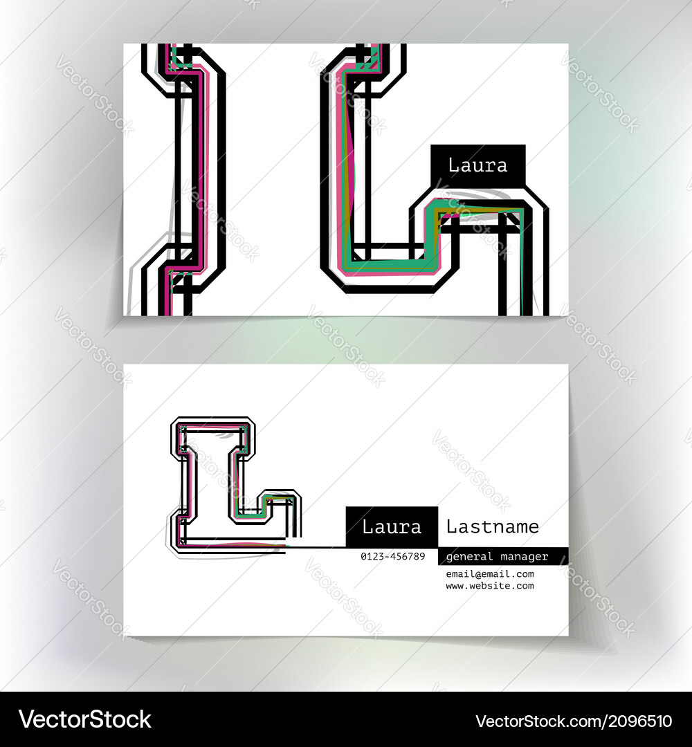 Business card design with letter l Royalty Free Vector Image