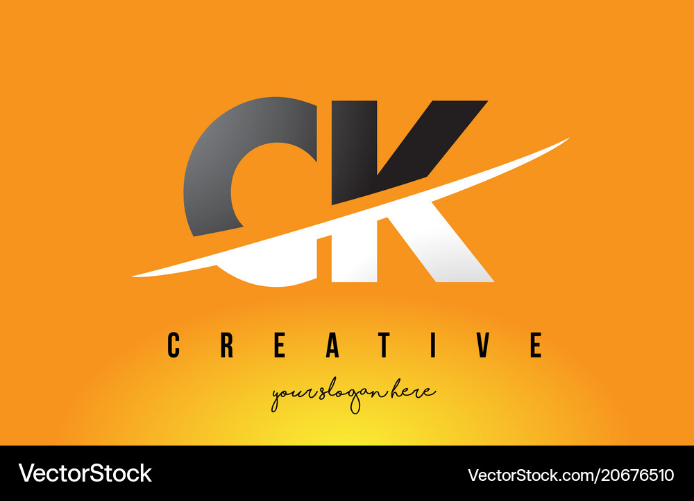 Ck c k letter modern logo design with yellow Vector Image