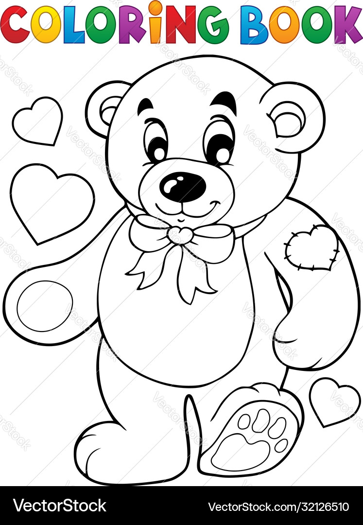 Coloring book teddy bear theme 1 Royalty Free Vector Image
