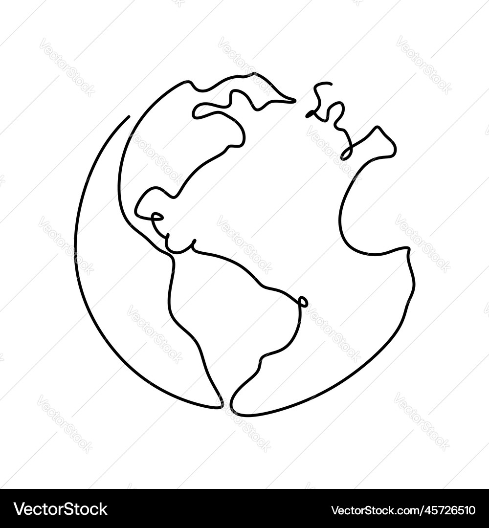 Earth globe one line drawing minimalism design Vector Image